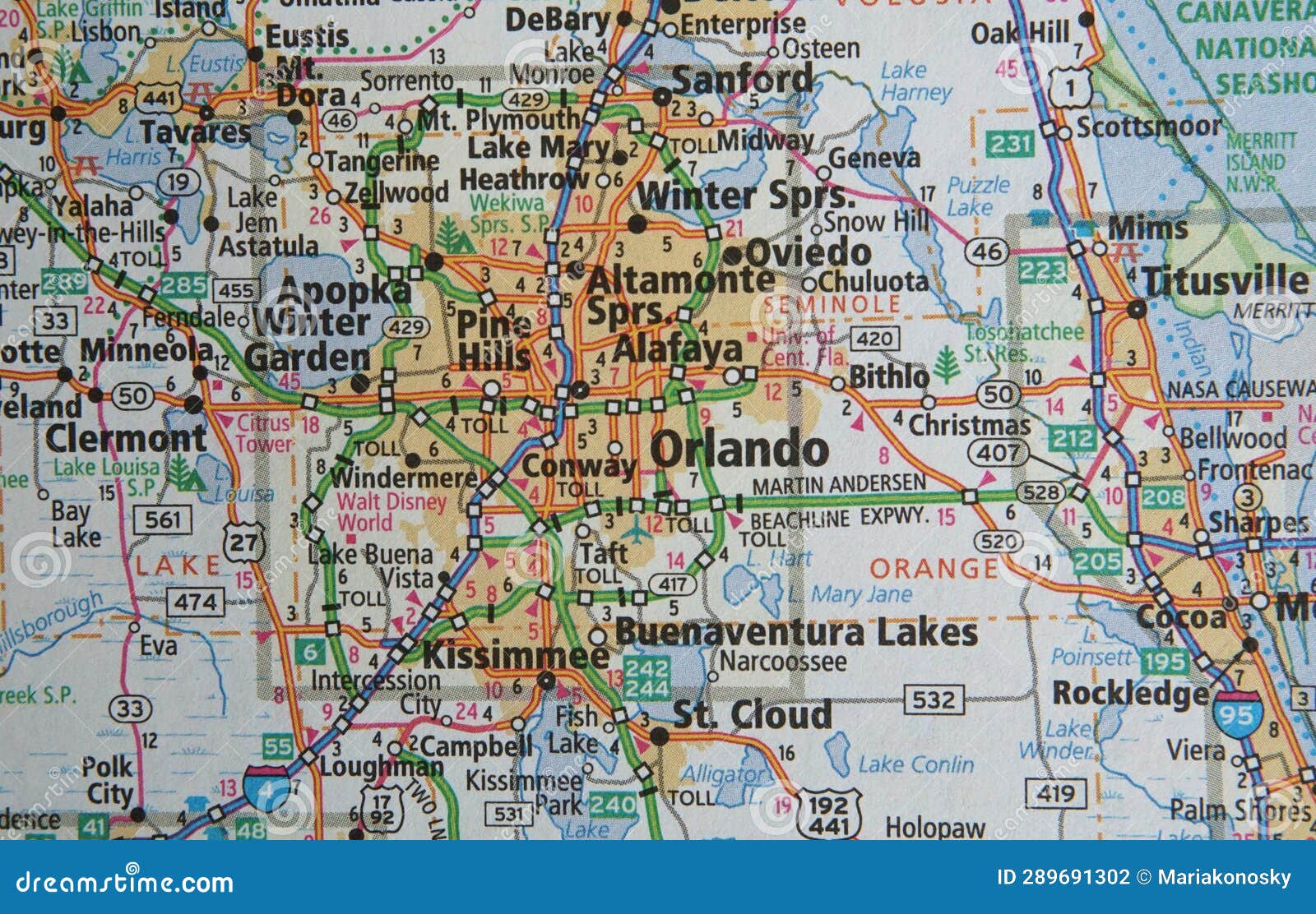 Map of Orlando Area editorial photography. Image of oviedo - 289691302