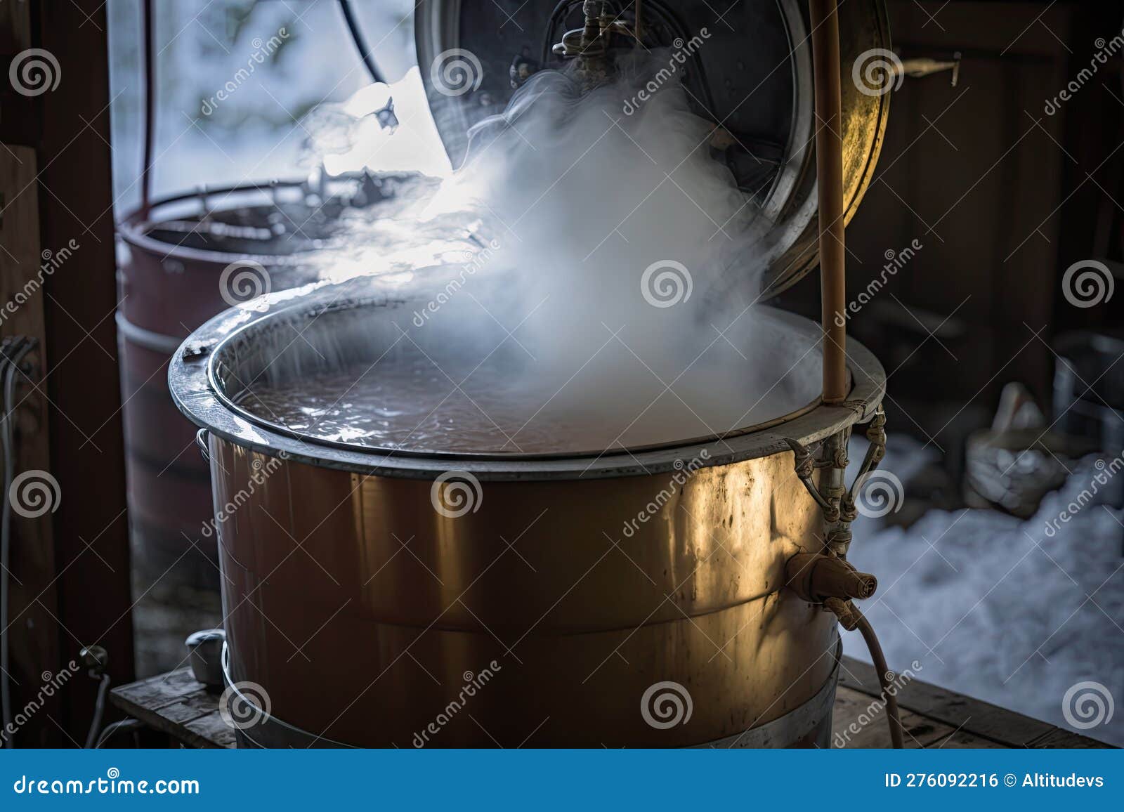 Close-up of Maple Sap Evaporator, Showing the Boiling Sap and Steam ...