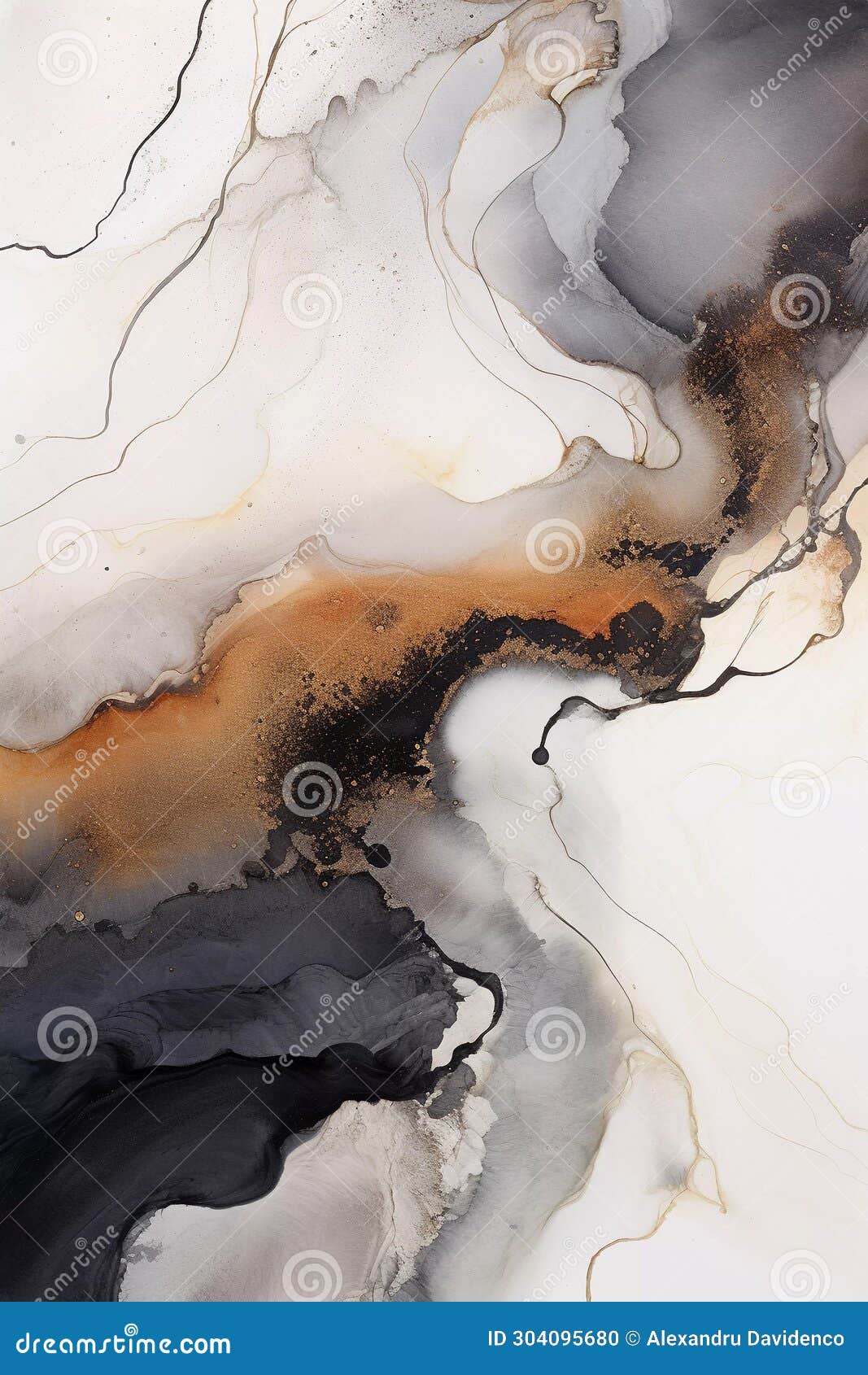 Close-up Marble Pattern, Abstract Texture Under a Microscope, Black and ...