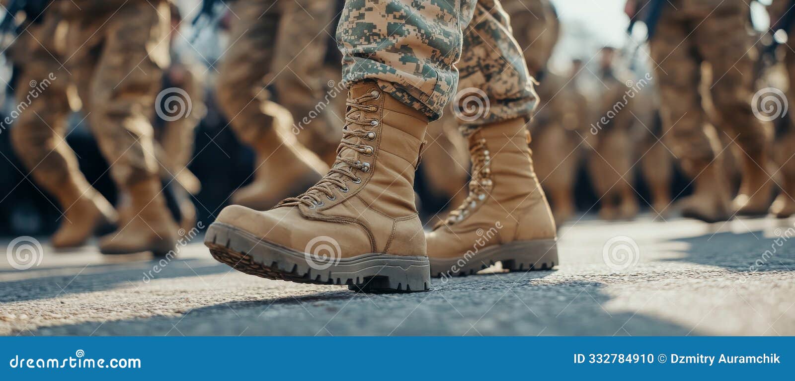 A Close-up of Marching Soldiers in Uniform, Their Polished Boots in ...