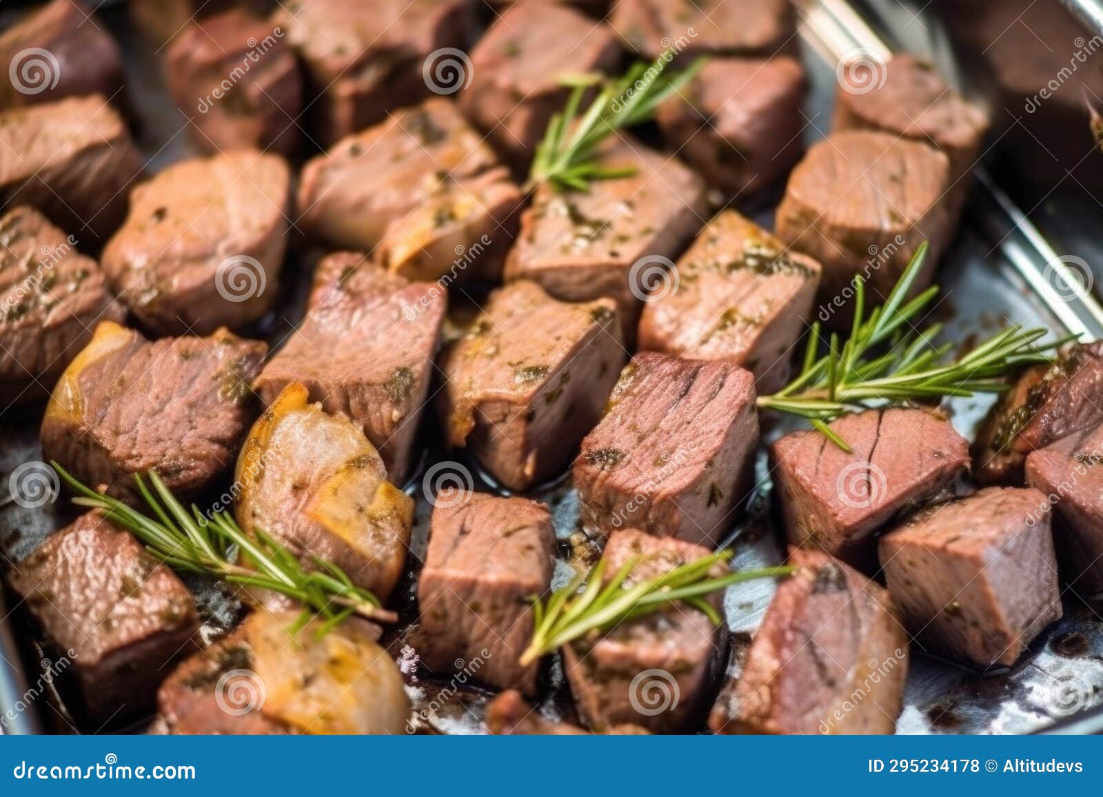Close-up of Marinated Lamb Cubes before Grilling Stock Illustration ...