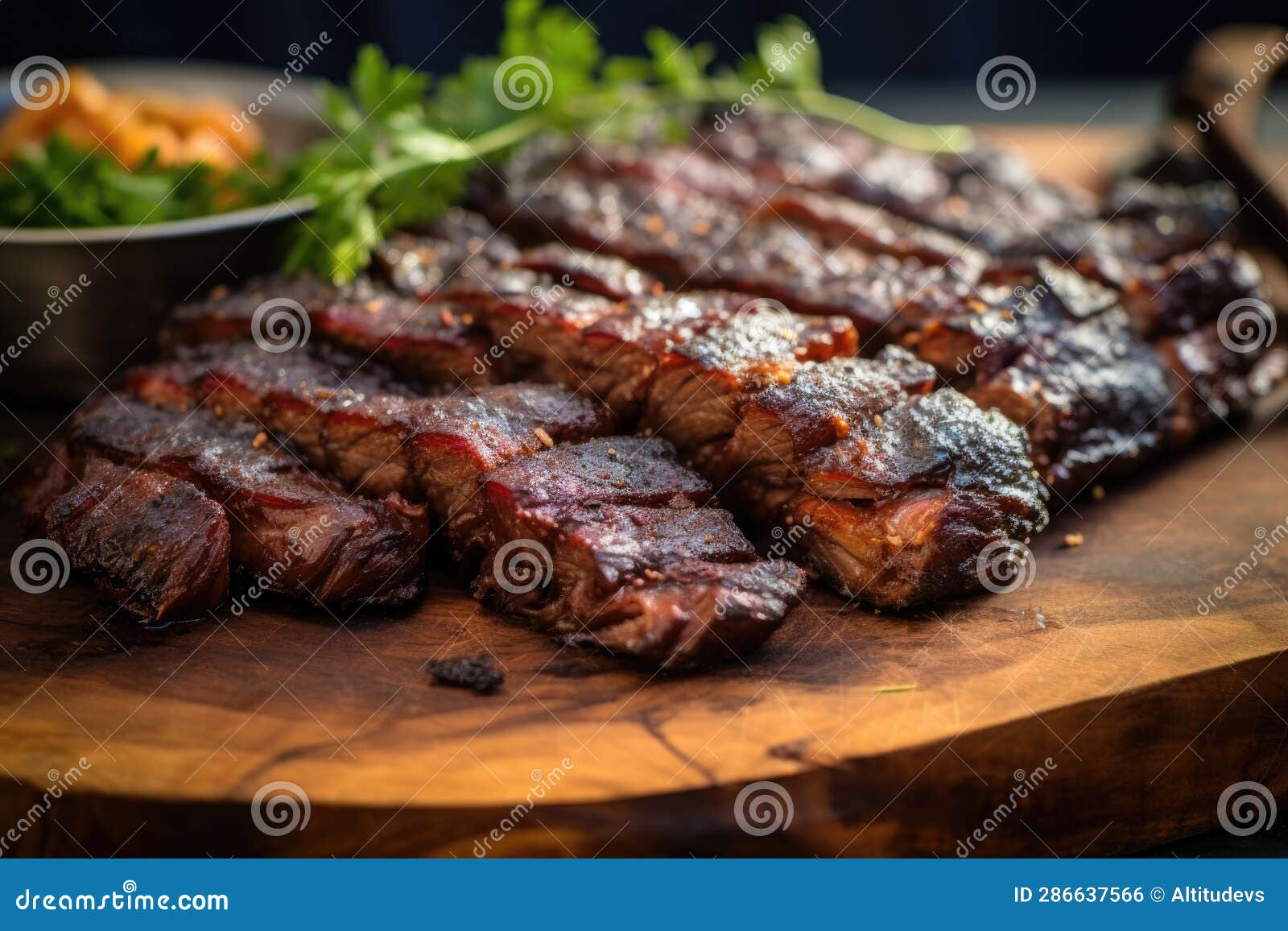 Close-up of Marinated Ribs on Board Stock Illustration - Illustration ...