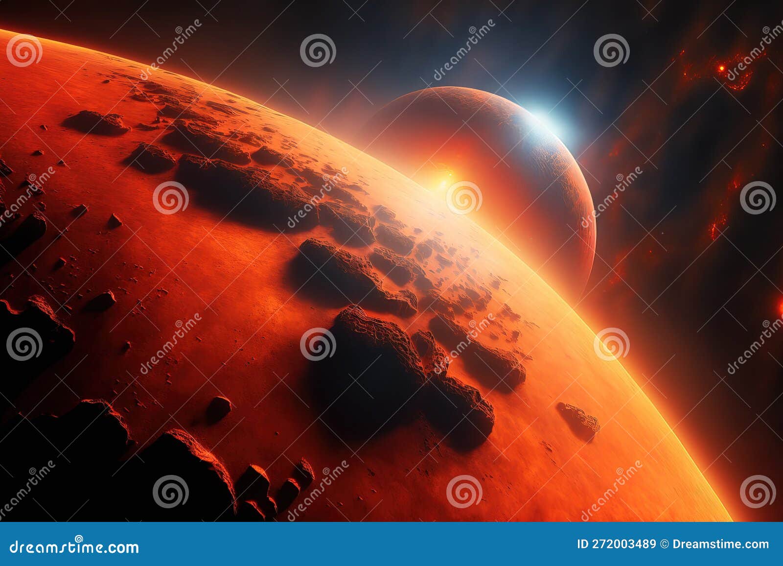 A Close Up of Mars, Sunlight Illuminating a Red Planet, Stock ...