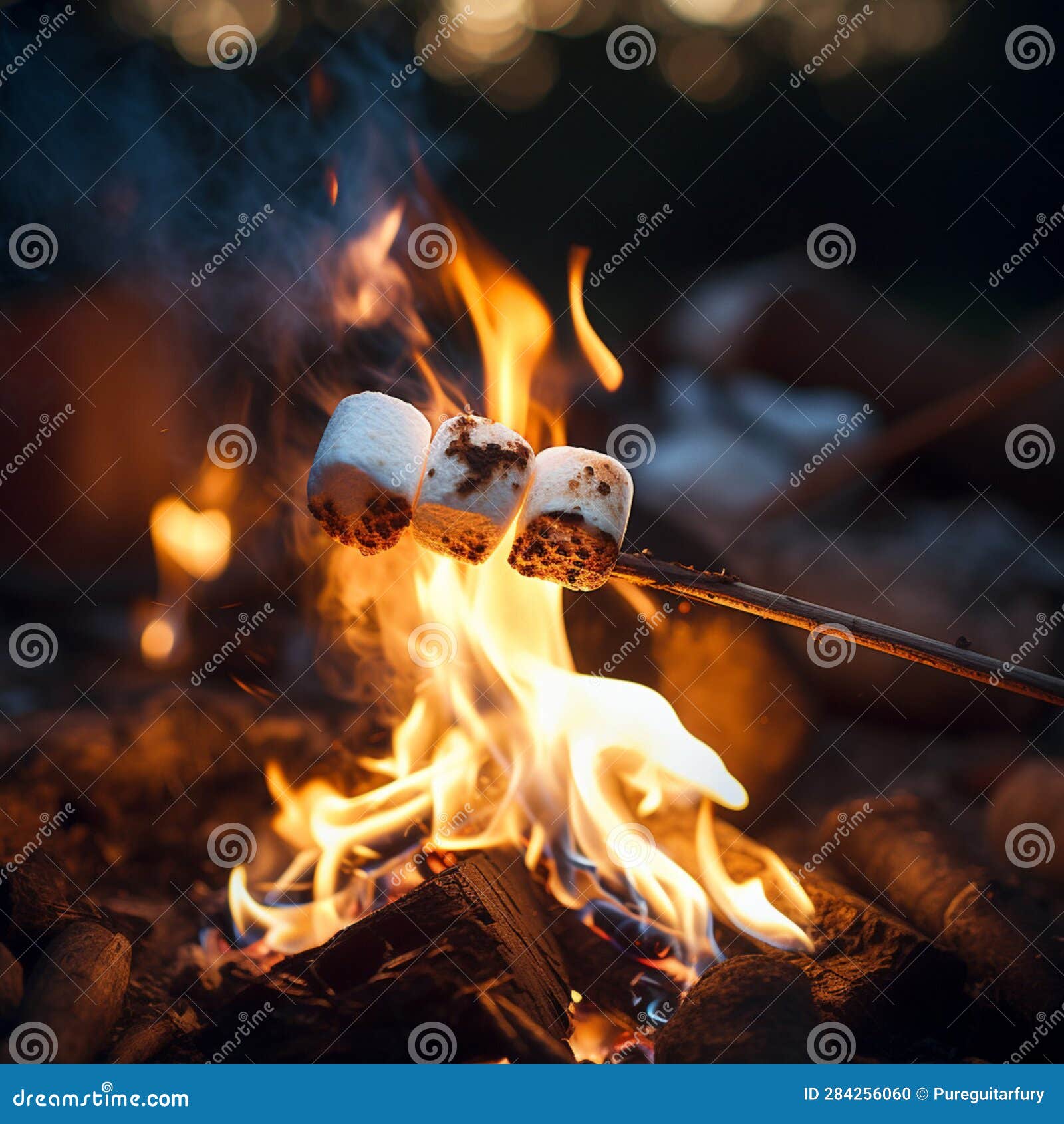Roasting Marshmallows Over an Open Fire Stock Illustration ...