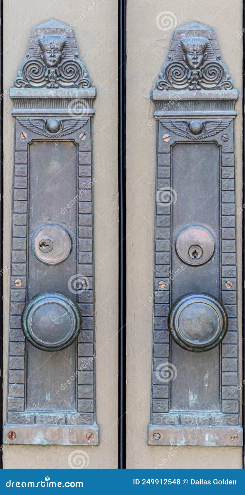 Close Up of Masonic Temple Front Doors Handle Plates Stock Photo ...
