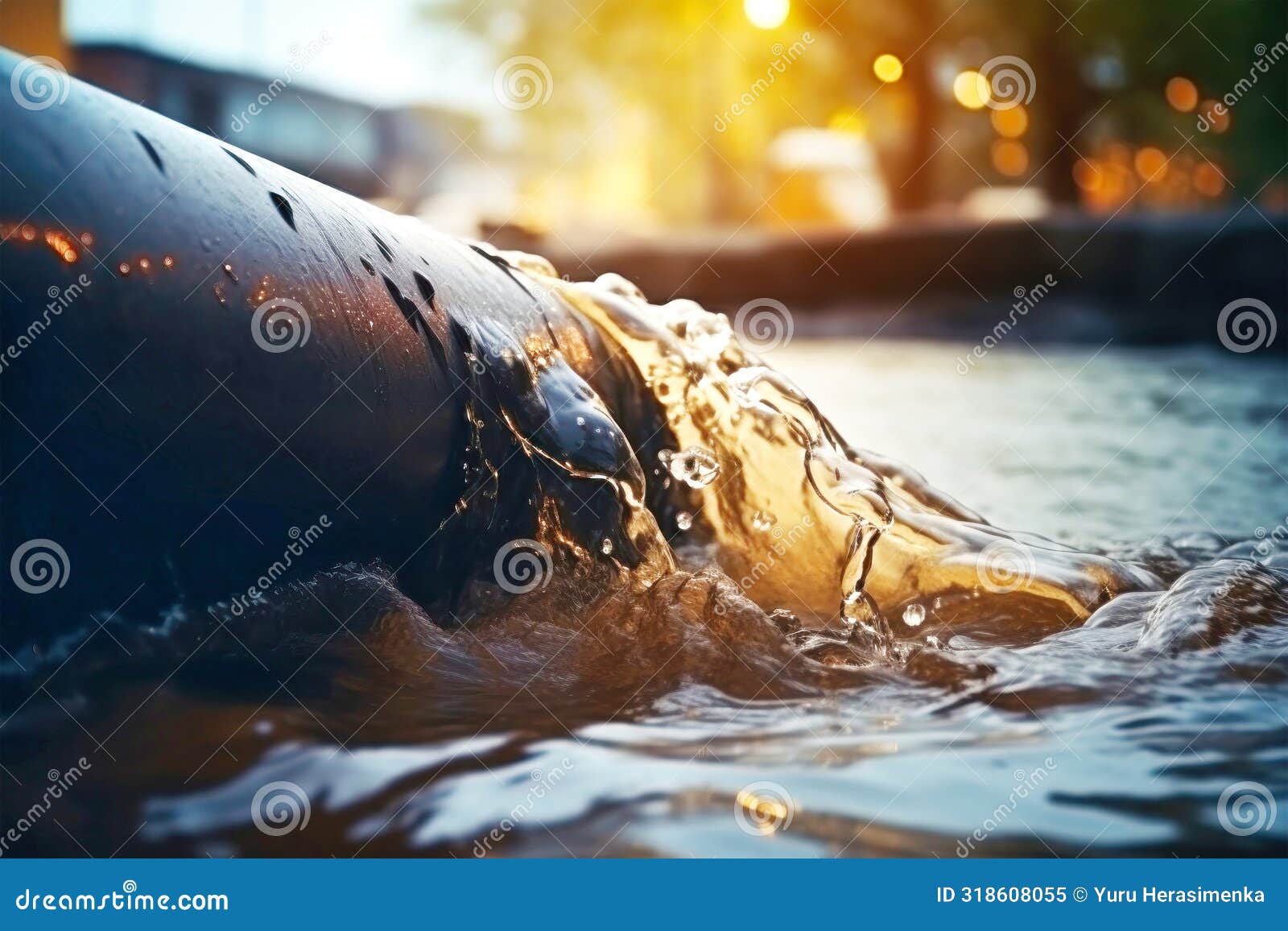 A Close-up of a Massive Pipe Submerged in Water Stock Illustration ...