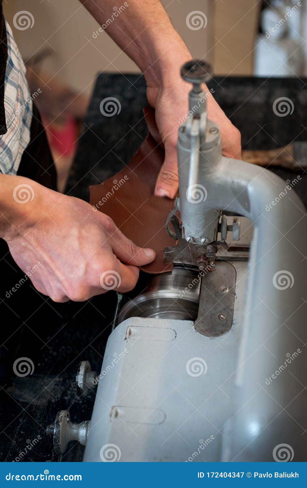The Master Work with Grinding Leather Products Stock Image - Image of ...