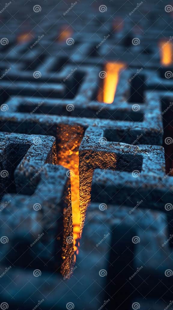 A Close Up of a Maze with Some Fire in it, AI Stock Photo - Image of ...