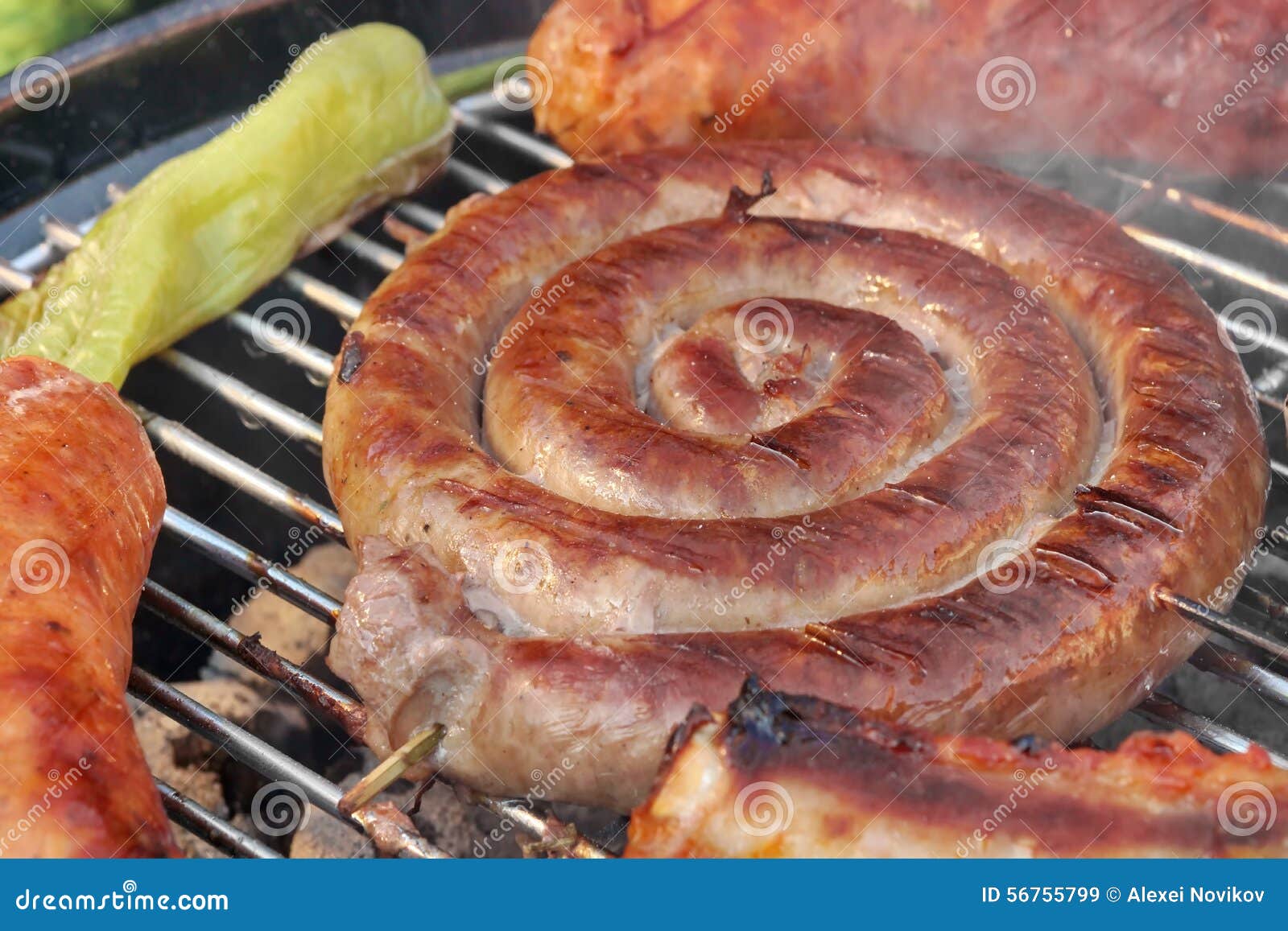 Close-up of Meat Assortment on Hot BBQ Grill Stock Image - Image of ...