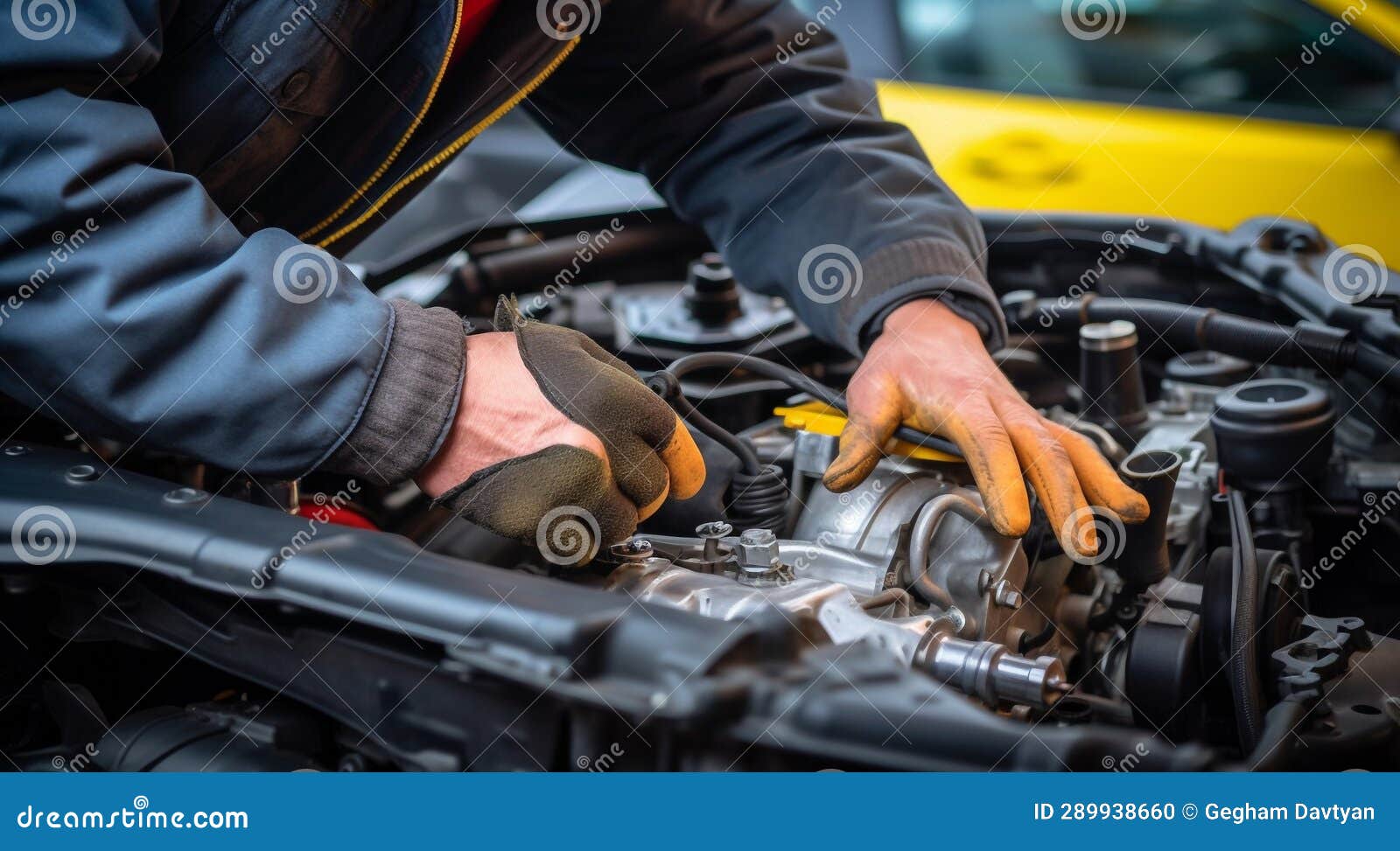 Close-up of a Mechanic Repairing Engine, Close-up Car Engine, Auto ...
