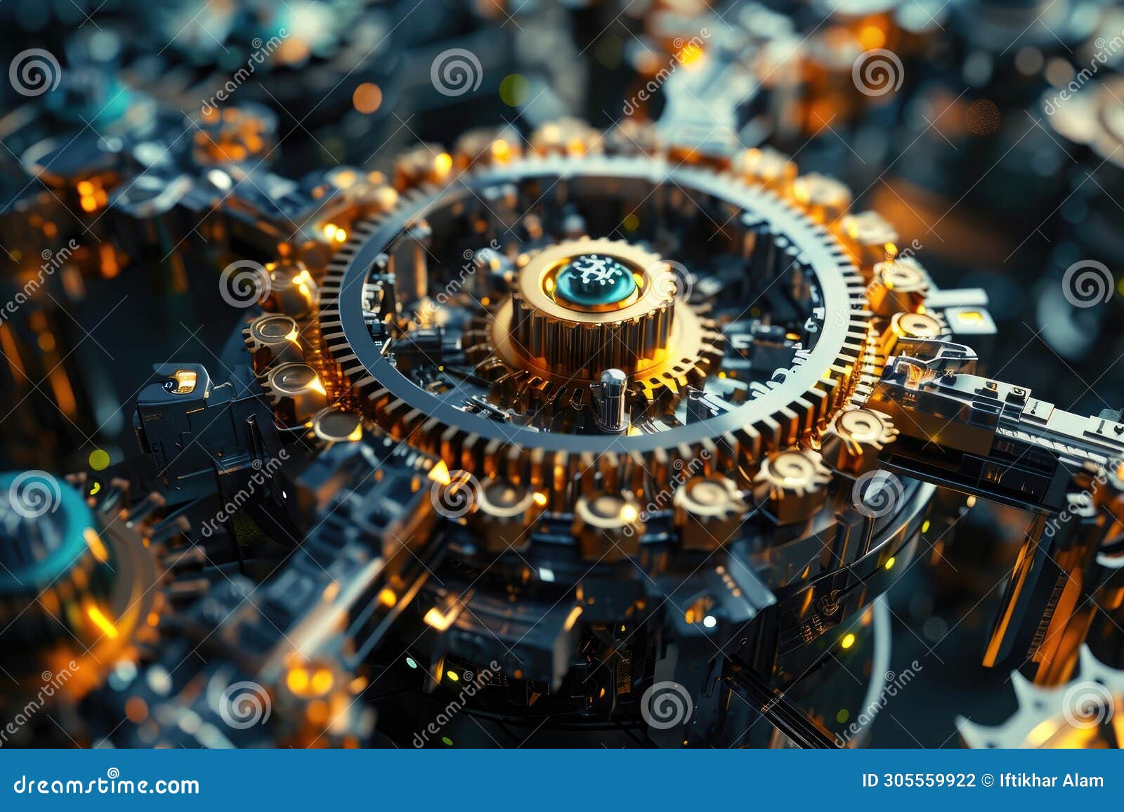 Close Up of a Mechanical Device with Rotating Gears and Cogs, Compact ...