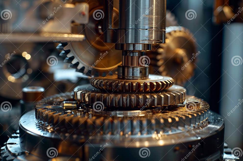 Closeup of Mechanical Gears and Components Intricate Engineering Design ...