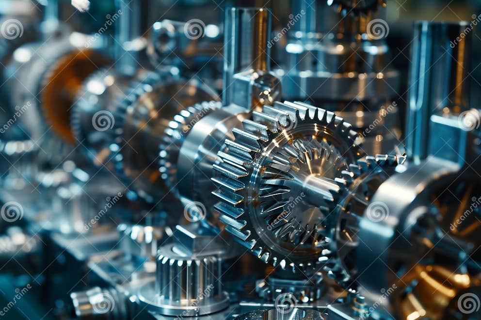 Closeup of Mechanical Gears and Components Intricate Engineering Design ...
