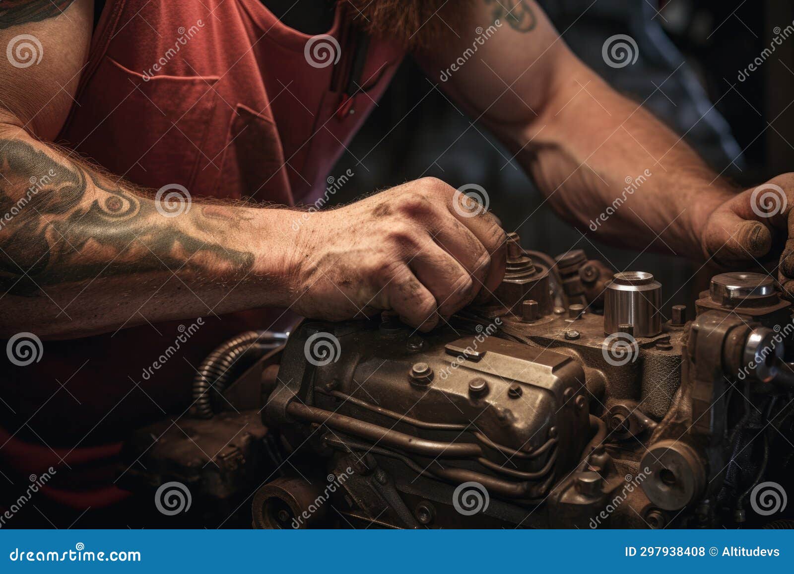 Close-up of a Mechanics Hands Working on an Engine Stock Photo - Image ...