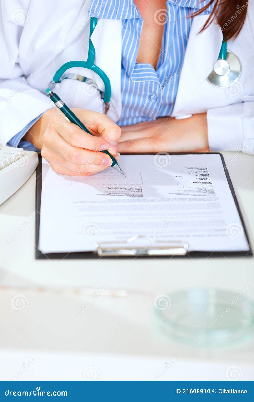 Close Up on Medical Doctor Working with Document Stock Photo - Image of ...