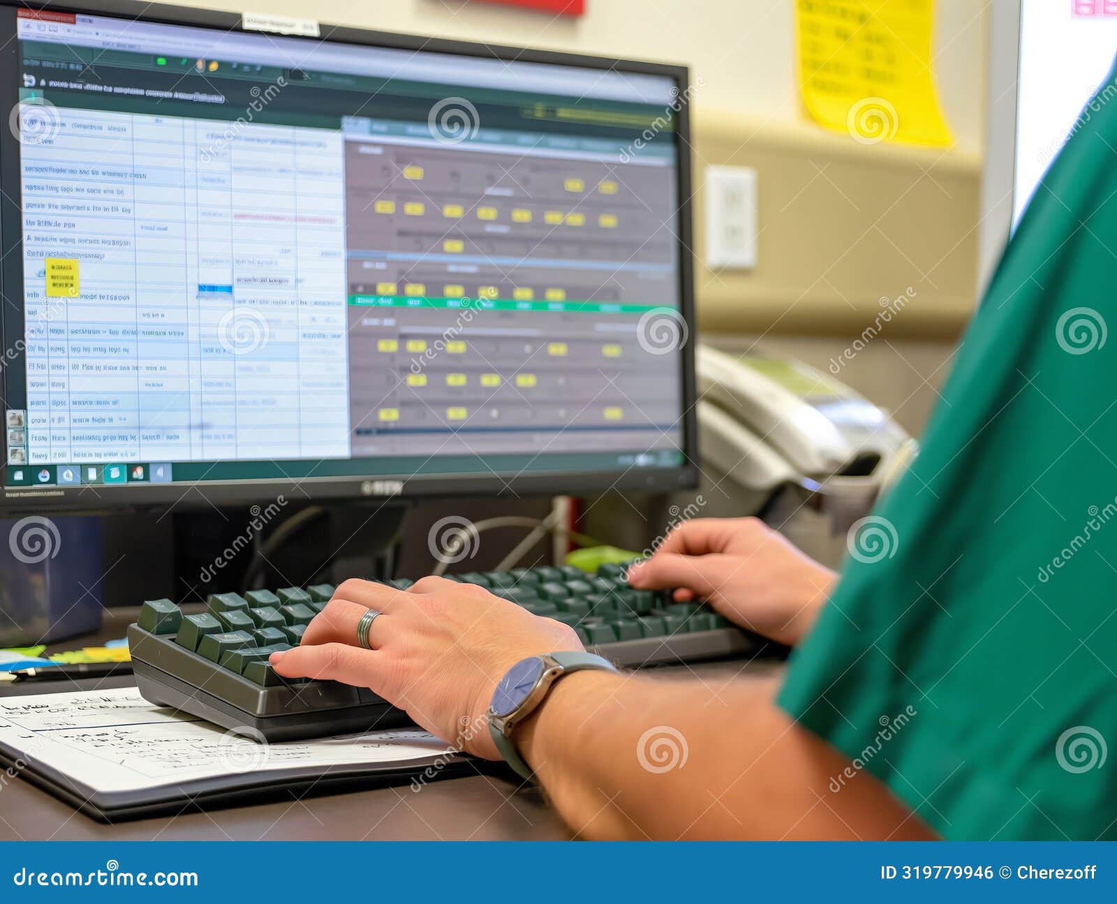 Medical Professional Using Computer for Data Entry Stock Photo - Image ...