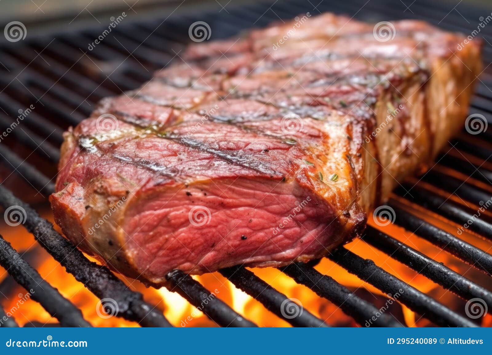 Close-up of a Medium-rare Ribeye Steak on a Grill Stock Image - Image ...