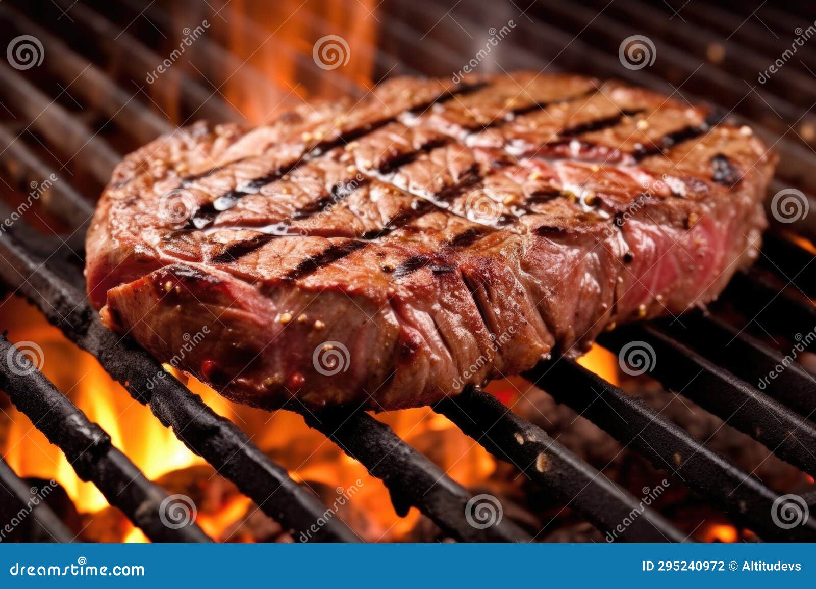 Close-up of a Medium-rare Steak with Grill Marks Stock Photo - Image of ...
