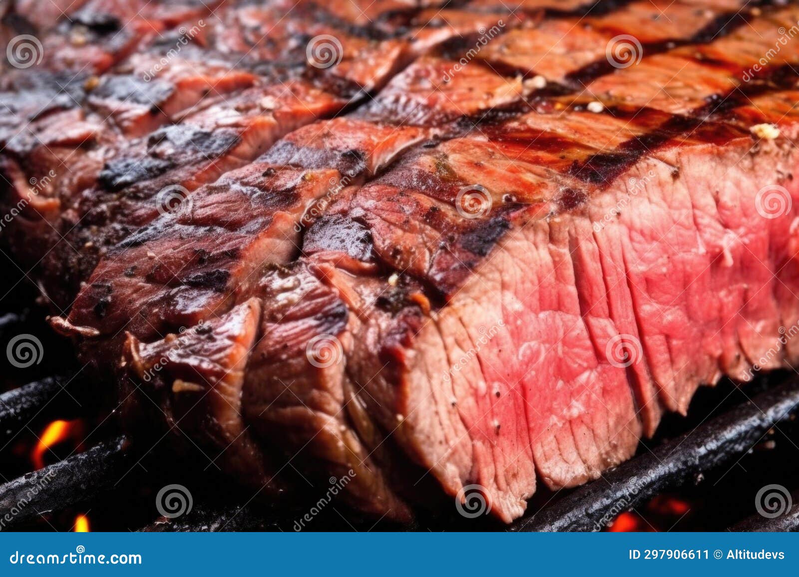 Close-up of a Medium-rare Steak with Grill Marks Stock Image - Image of ...