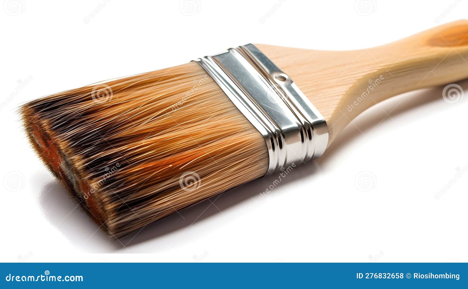 Close Up of Medium Size Paint Brush Isolated on White Background Studio ...