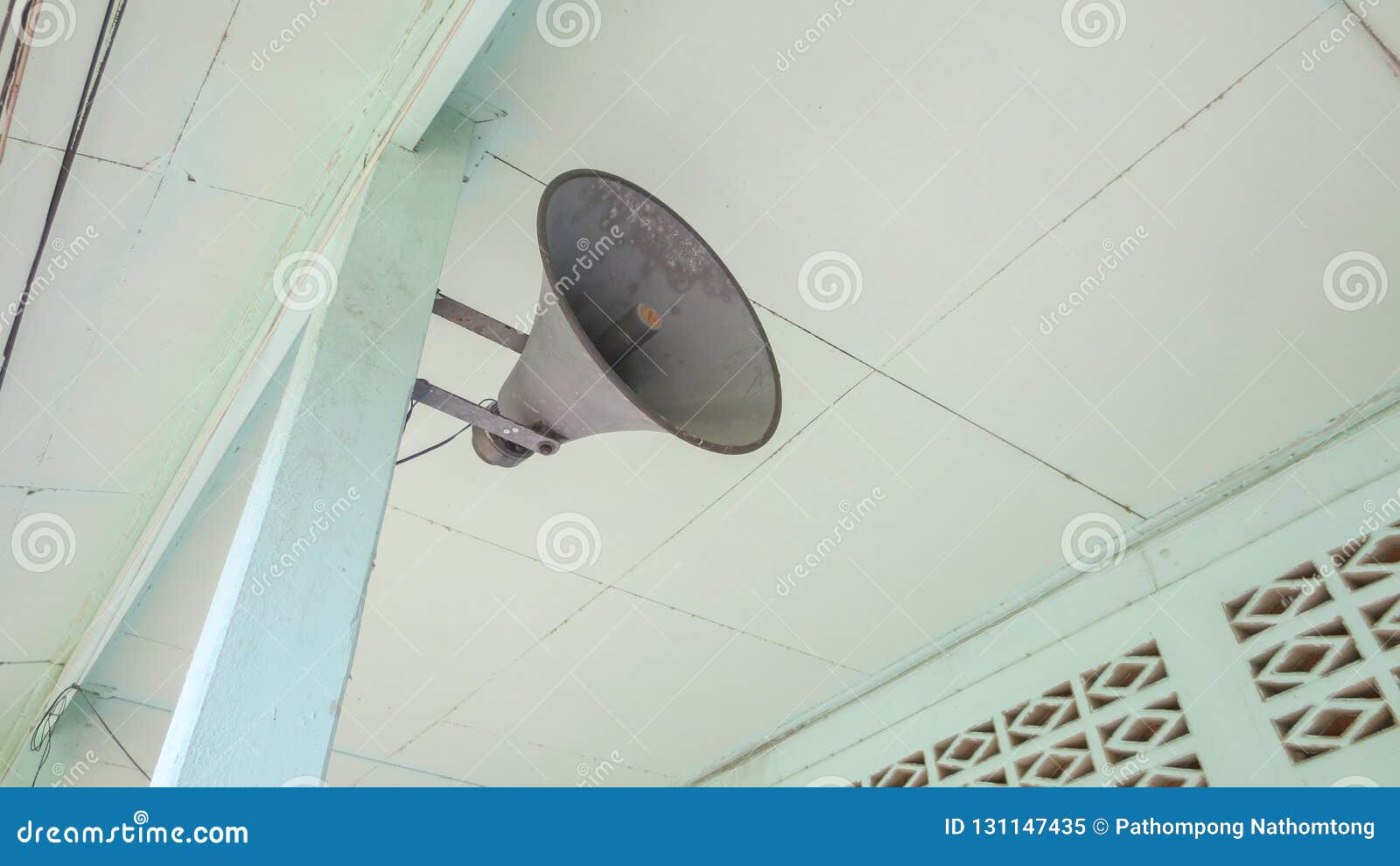 Close Up of Megaphone on the Wall Stock Image - Image of building ...