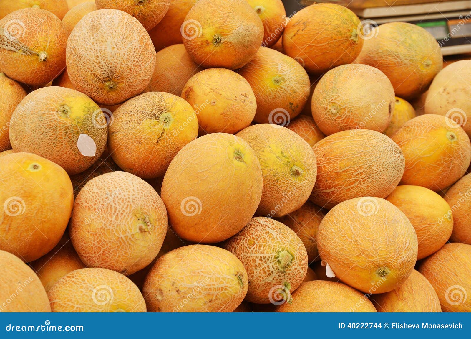 Close Up of Melons on Market Stand Stock Photo - Image of delicious ...