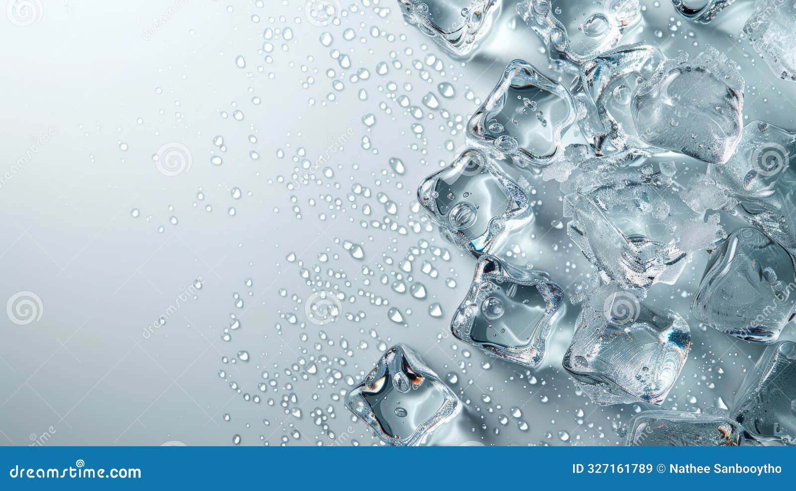 Close-up of Melting Ice Cubes with Water Droplets on a Gray Background Stock Illustration ...