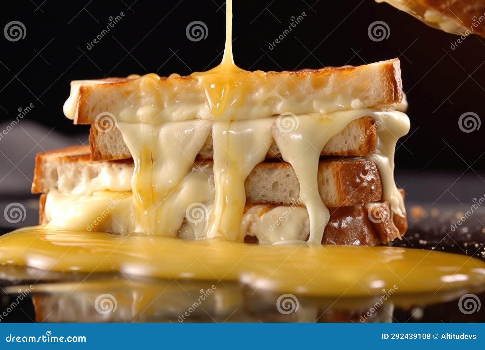Close-up of Melty Cheese Stringing from Pressed Sandwich Stock Photo ...