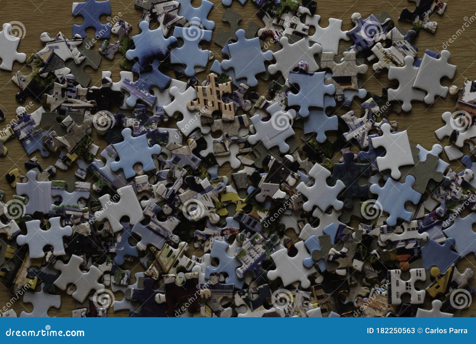 Close Up Messy Group of Puzzle Pieces Stock Image - Image of wooden ...