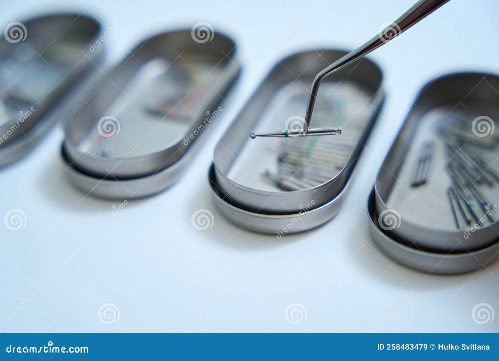Close-up of Metal Container with Set of Sterile Burs Stock Image ...