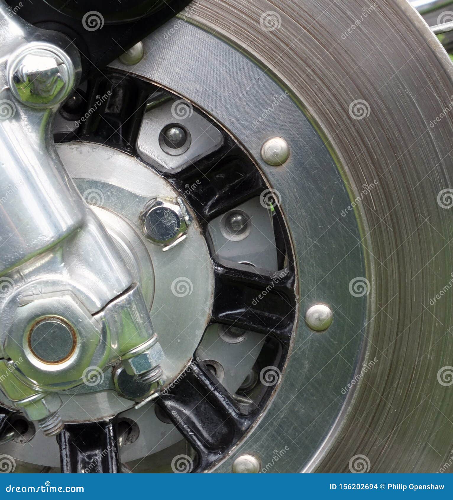 Close Up of a Metal Disk Brake on the Front Wheel of an Old Motorcycle ...