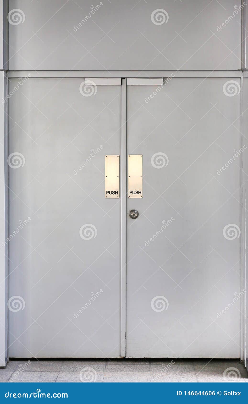 Close Up Metal Door Gate with Text Push Stock Photo - Image of ...