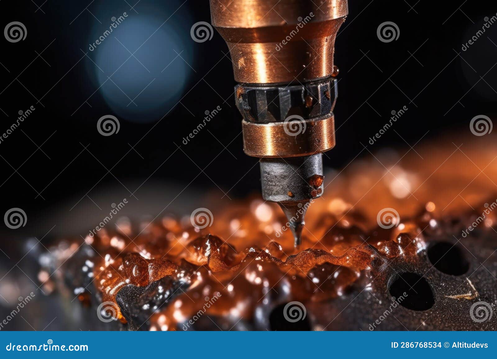 Close-up of Metal Drill Bit Drilling into Steel Stock Photo - Image of ...