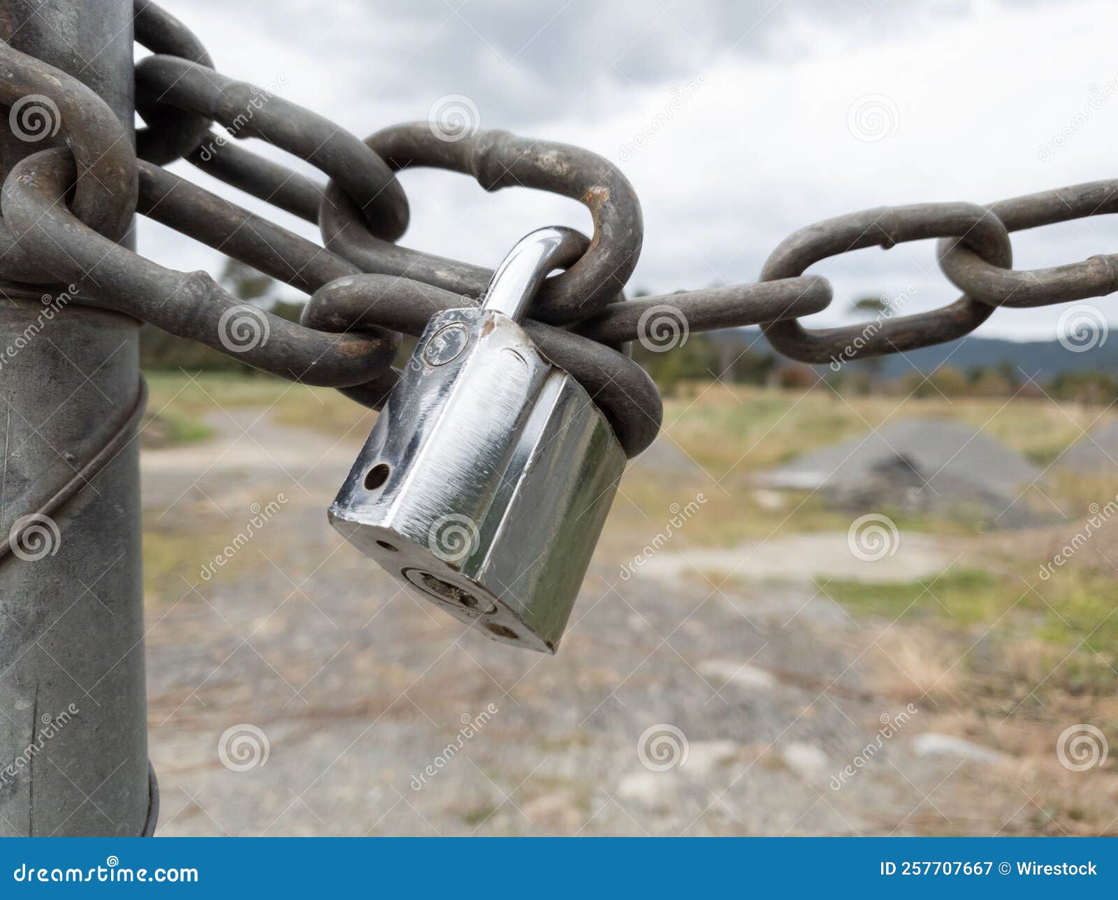 Close-up of a Metal Lock on a Chain Stock Image - Image of padlock ...