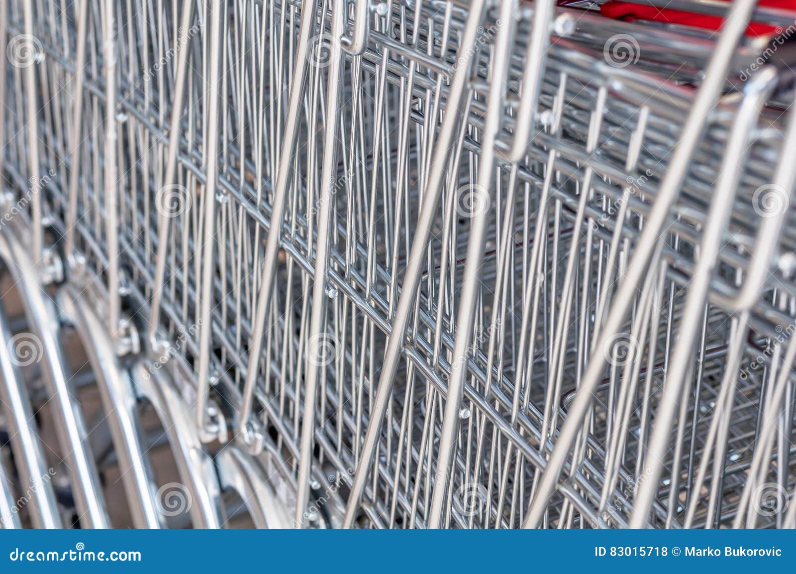 Close Up of the Metal Mesh of Shopping Carts Lined Up in a Row Stock ...