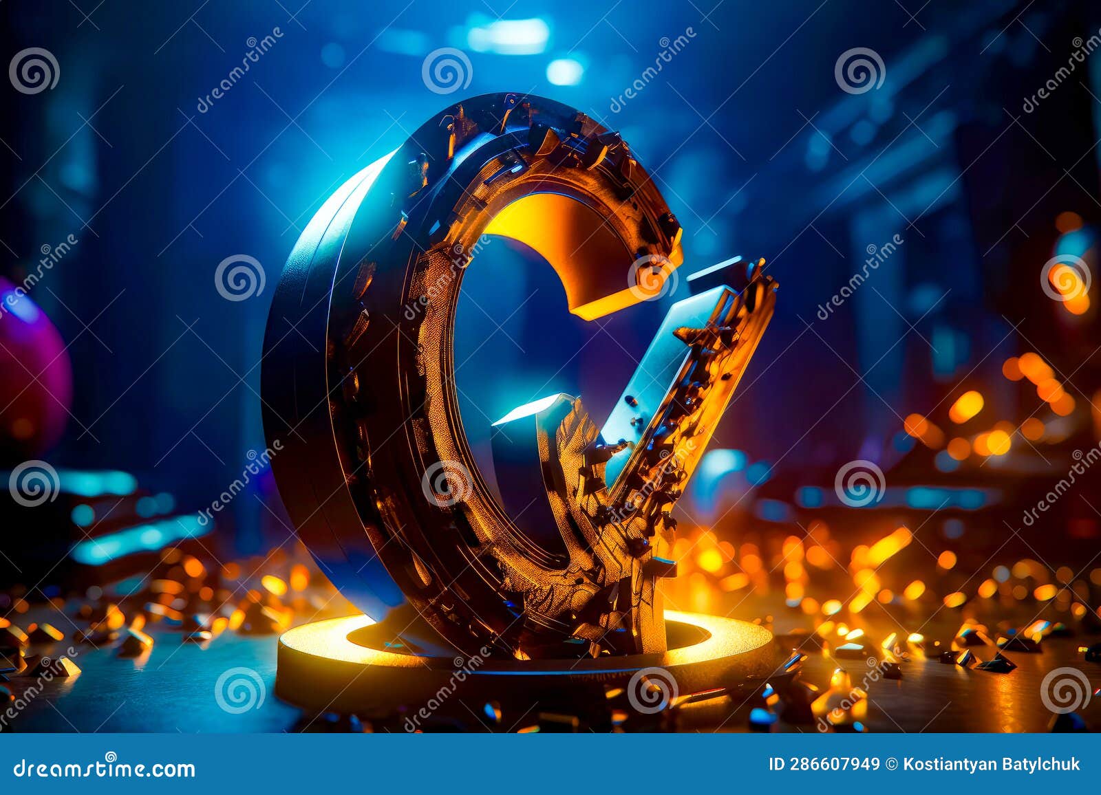Close Up of Metal Object with Blue Light in the Background Stock Image ...