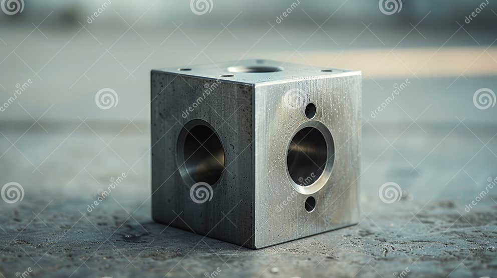 A Close-up of a Metallic Cube with Multiple Holes. Stock Image - Image ...