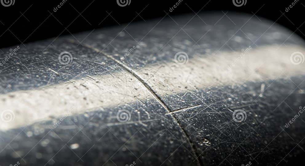 Close-up of a Metallic Cylindrical Object with a Scratched Surface. the ...