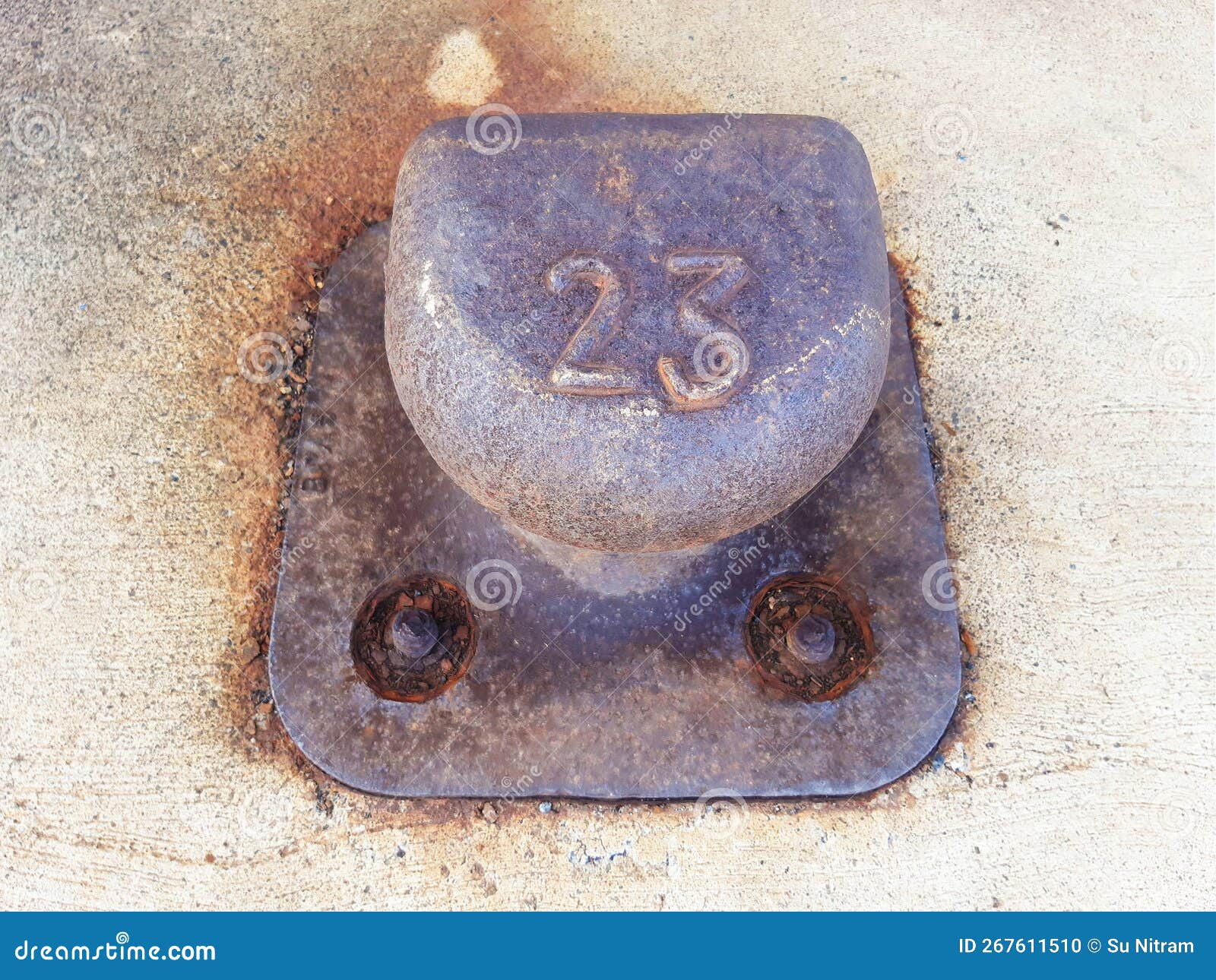 Close Up of Metallic and Rusty Bollard. Mooring Bollard. Bollard on ...