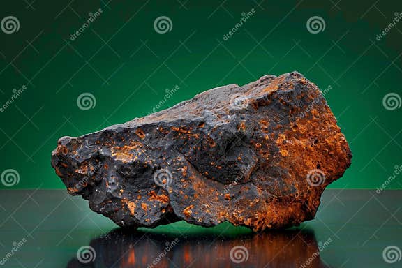 Close-up of a Meteorite on a Reflective Surface Stock Illustration ...
