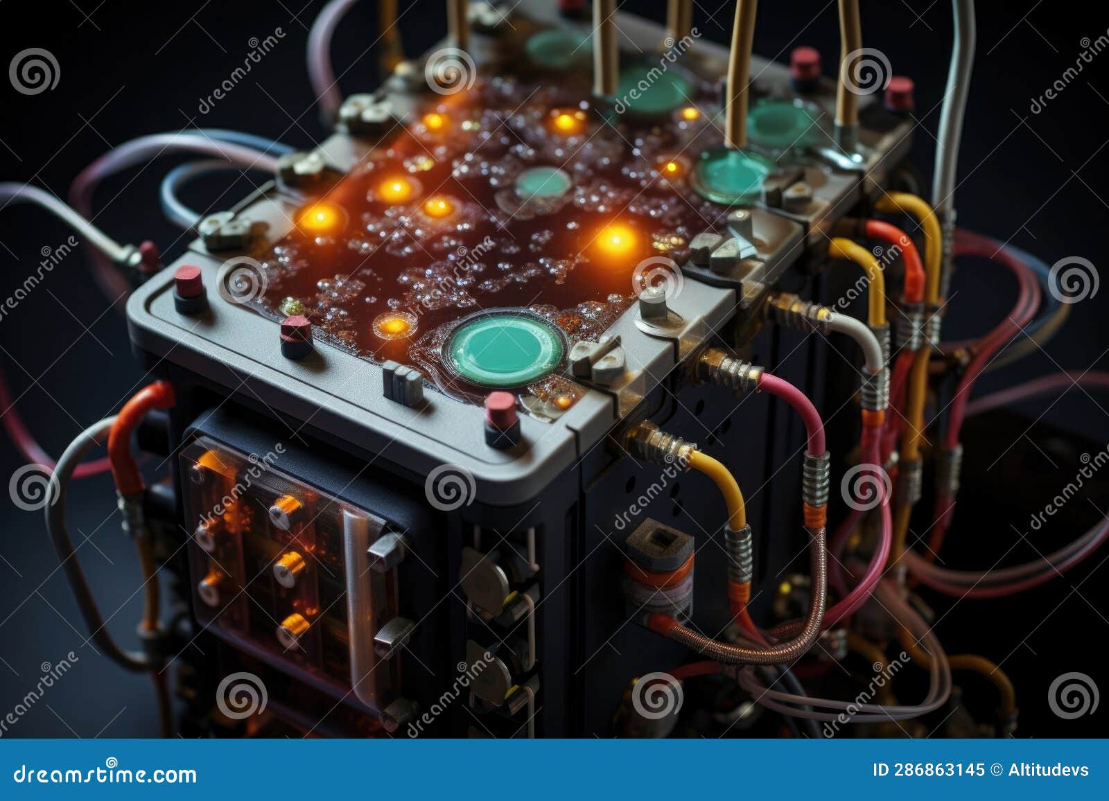 Close-up of Microbial Fuel Cell Components Stock Illustration ...