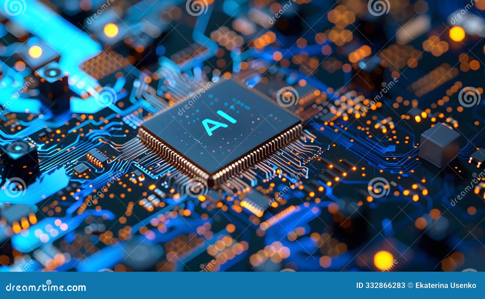 AI Microchip Embedded in Illuminated Circuit Board Stock Illustration ... AI Microchip Embedded in Illuminated Circuit Board Stock Illustration ...