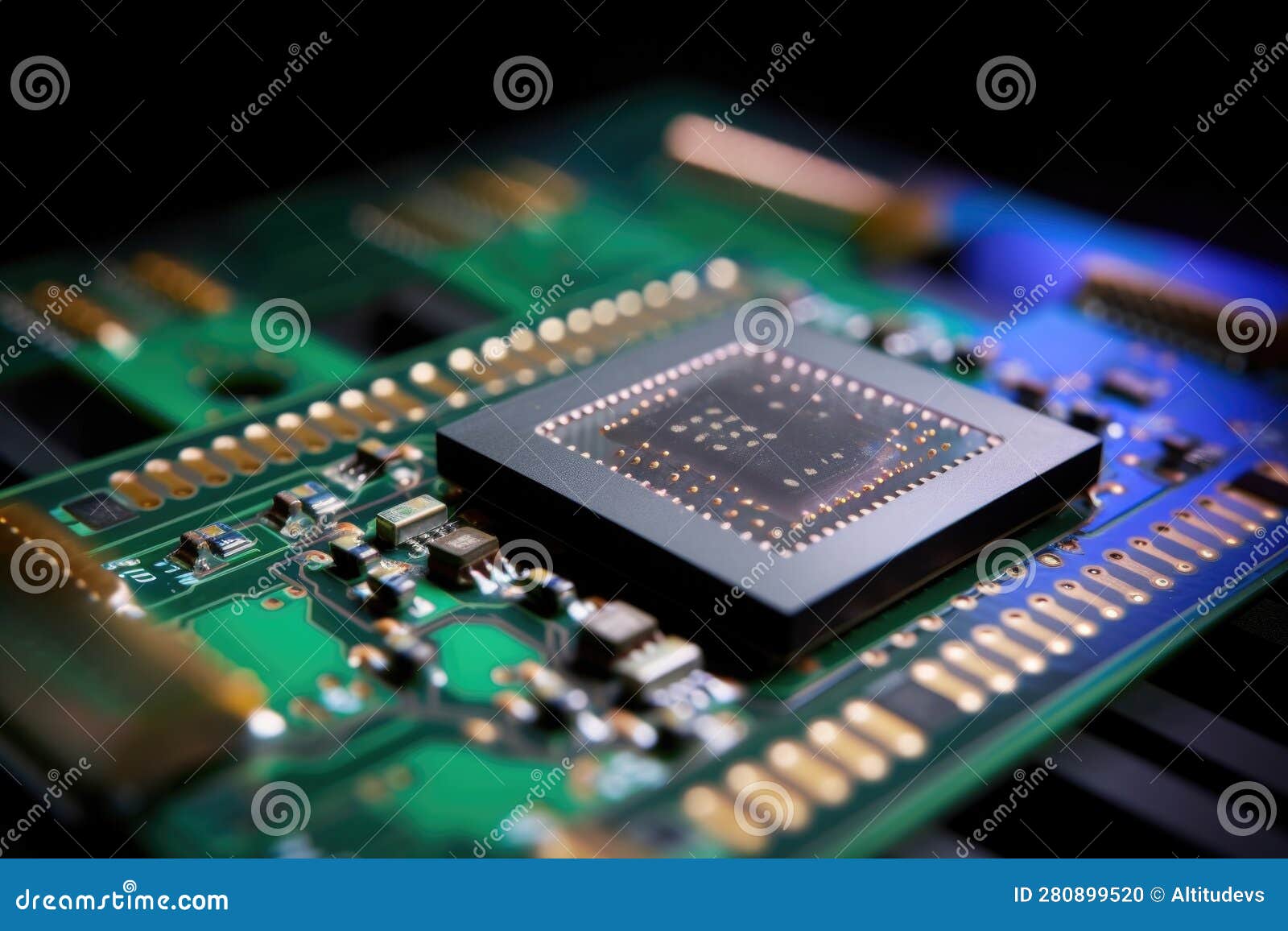 Close-up of Microchip, with Nanotech Materials and Devices Visible ...