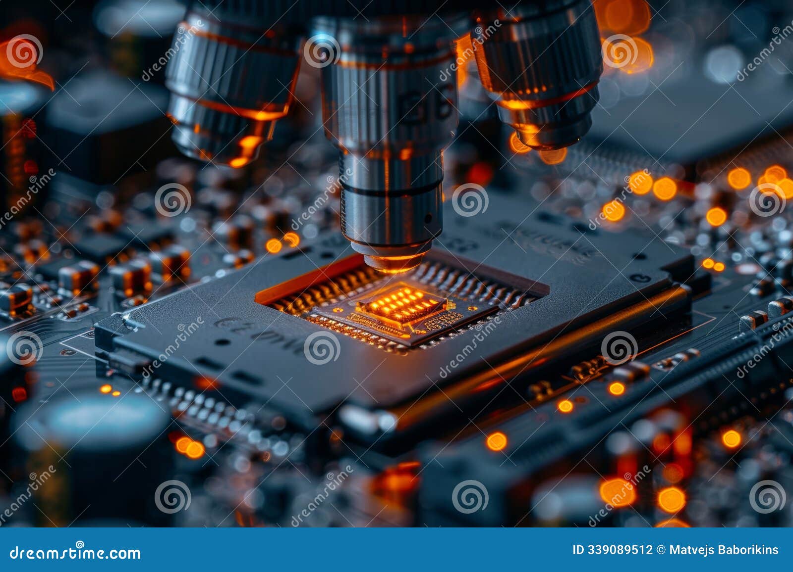 Close Up of Microchip Transistor Testing Under Microscope in ...
