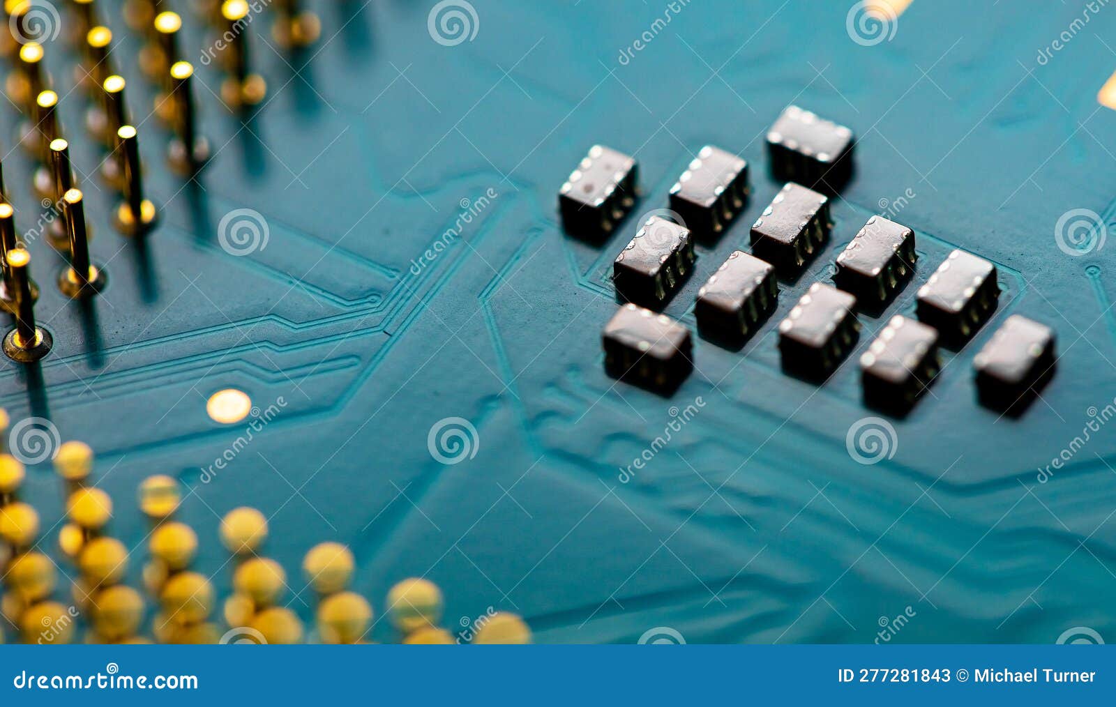 Close Up of Microchips and Pins on Main CPU PC Processor Circuit Stock ...