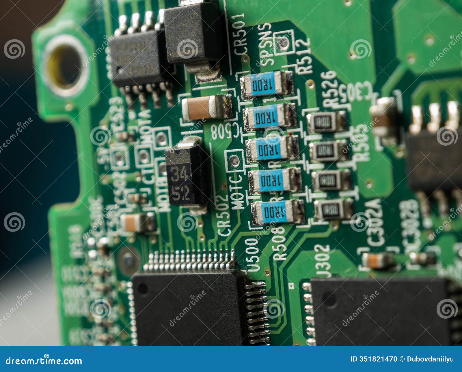 Close-up of Microcircuits and Components: Chips, Diodes and Capacitors ...