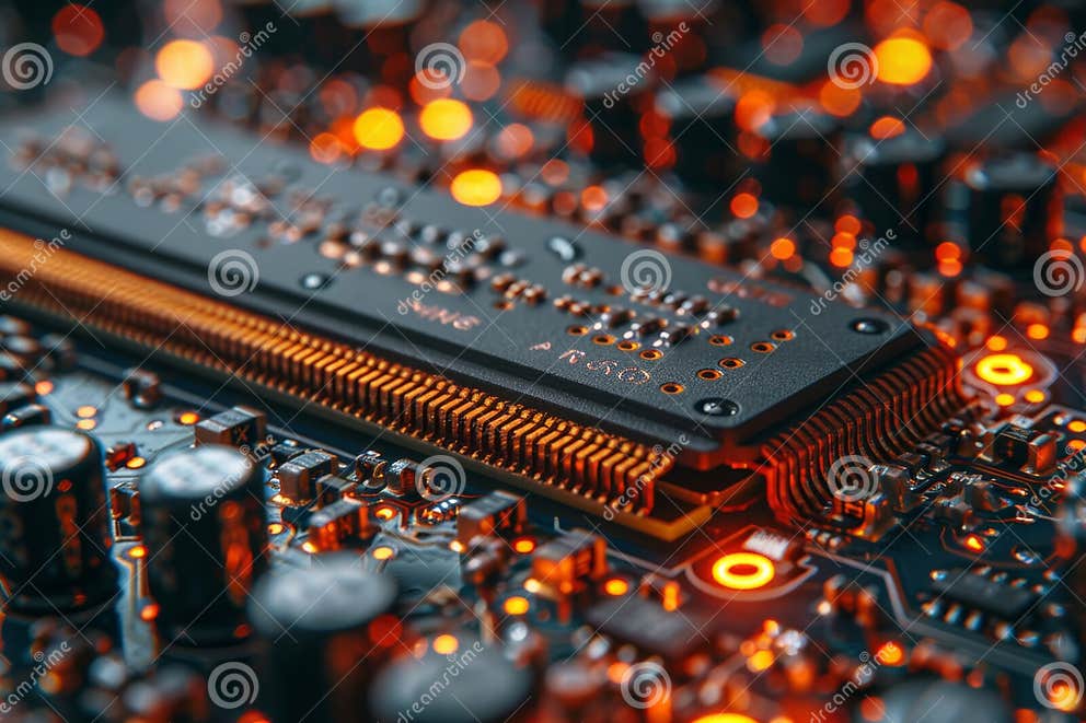 Close Up of a Microcontroller Chip on a Motherboard Stock Image - Image ...