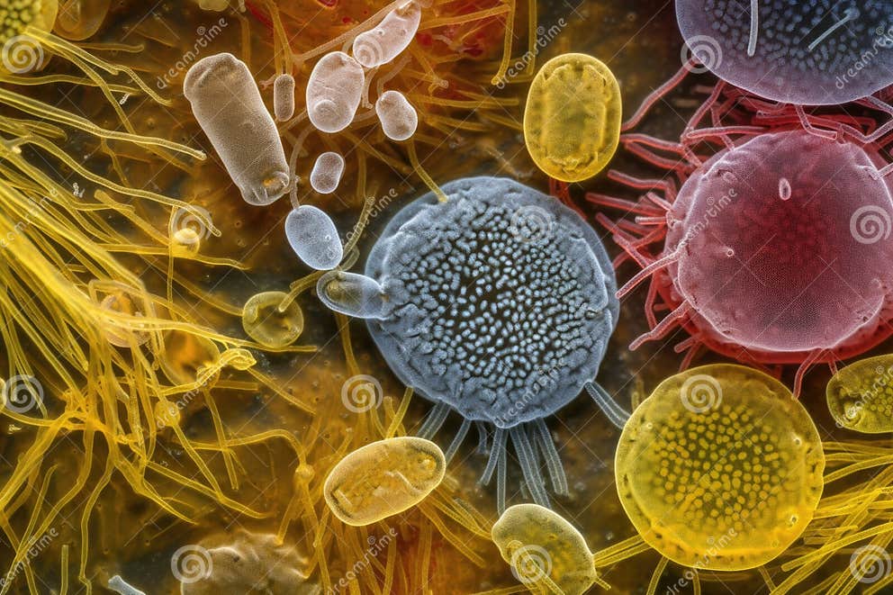 Close-up of Microorganisms, with Detail Visible Stock Illustration ...