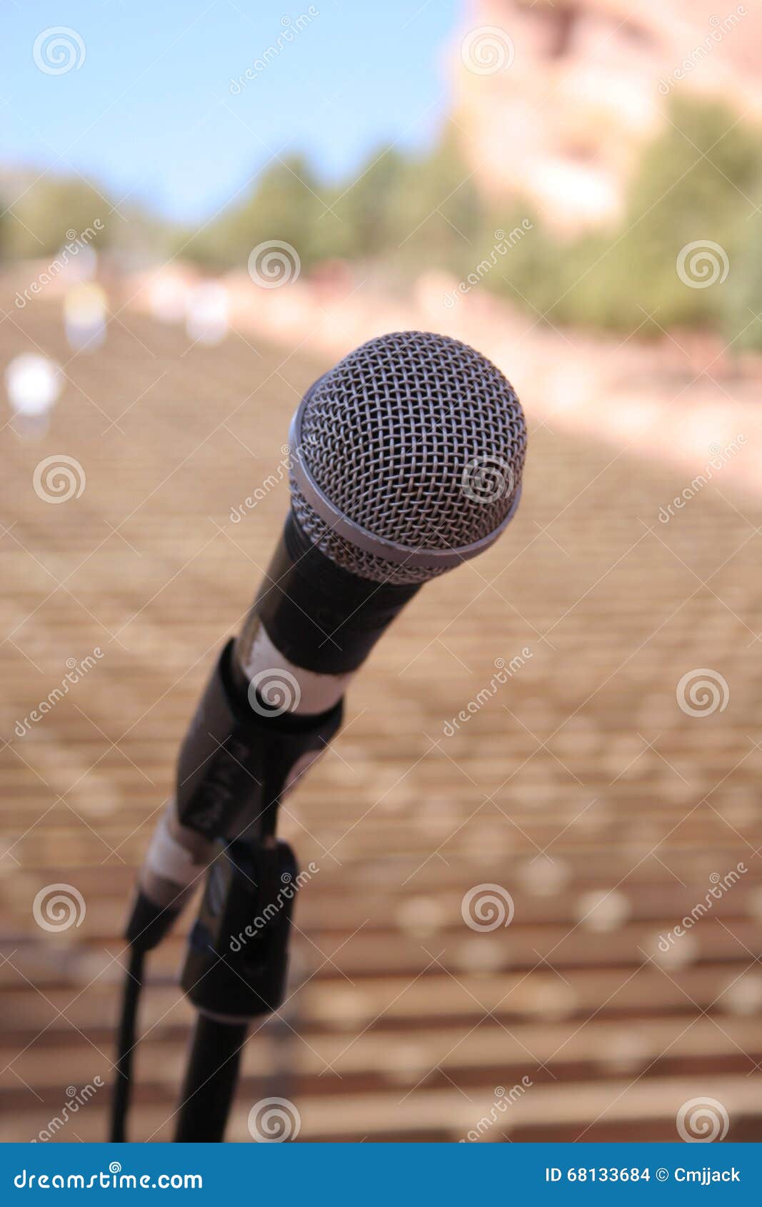 Close Up of Microphone in Amphitheater Stock Photo - Image of ...