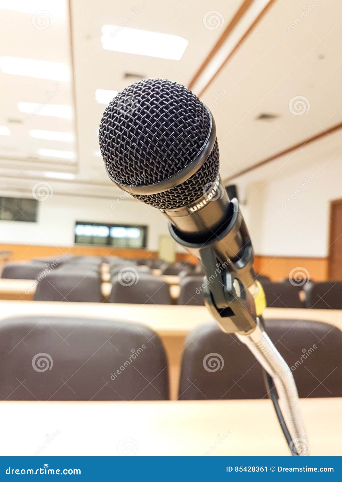 Close Up Microphone on Background Lecture Hall Stock Image - Image of ...